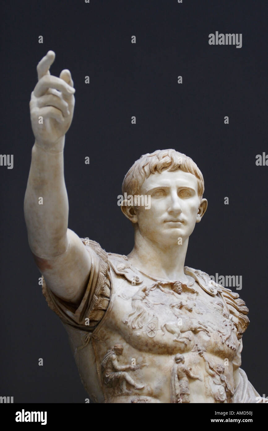 The Prima Porta Augustus displayed in the Braccio Nuovo of the Vatican ...