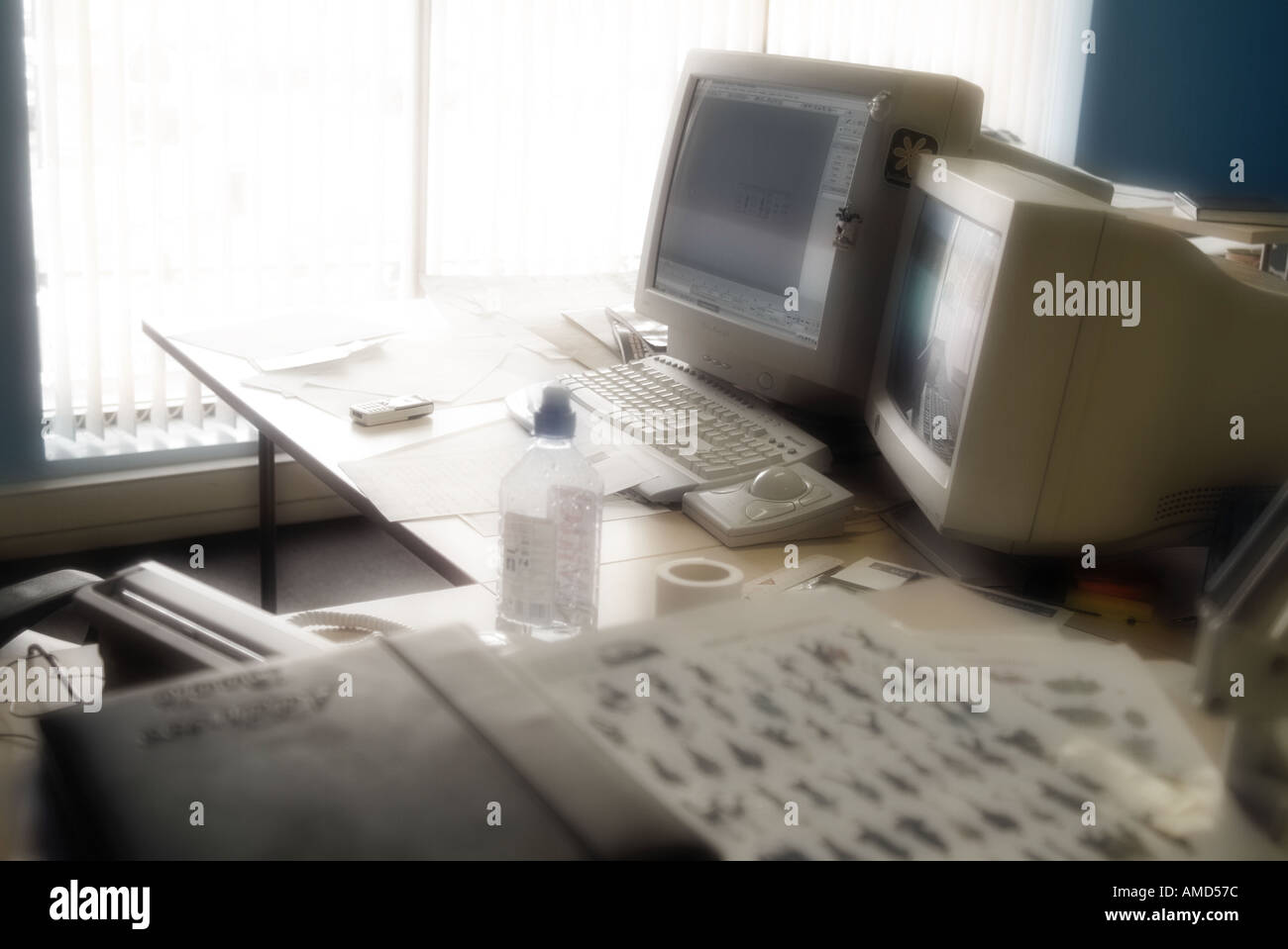 Office desk clutter 1 Stock Photo - Alamy