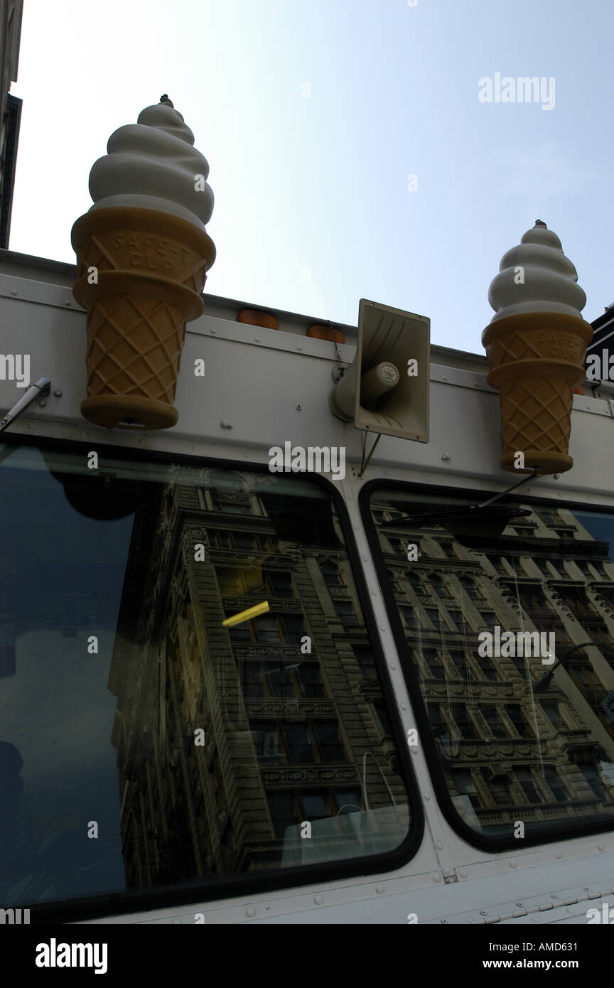 Ice cream truck front windows plastic cones speaker closer shot Stock ...