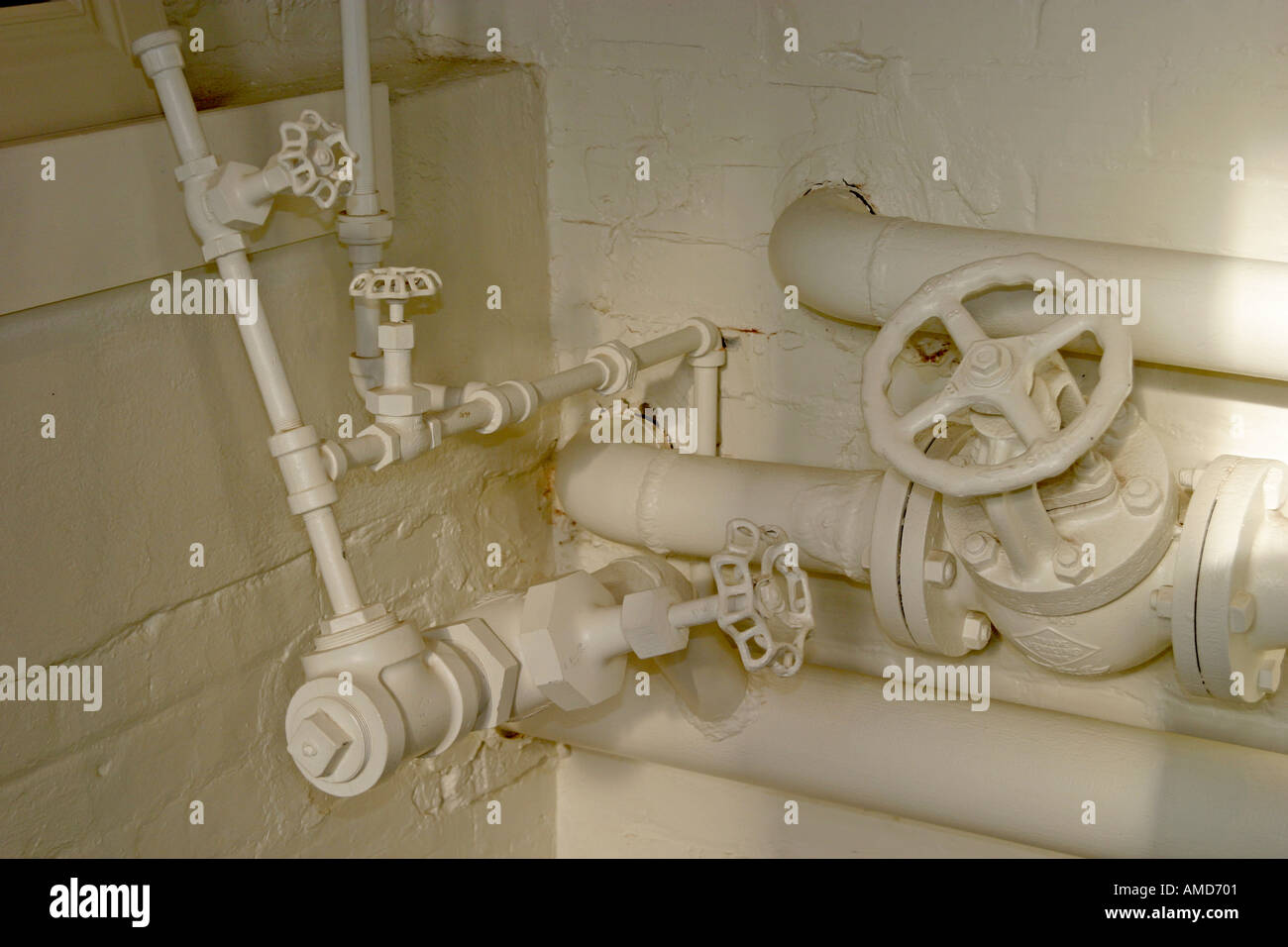 white water pipes and valves Stock Photo - Alamy