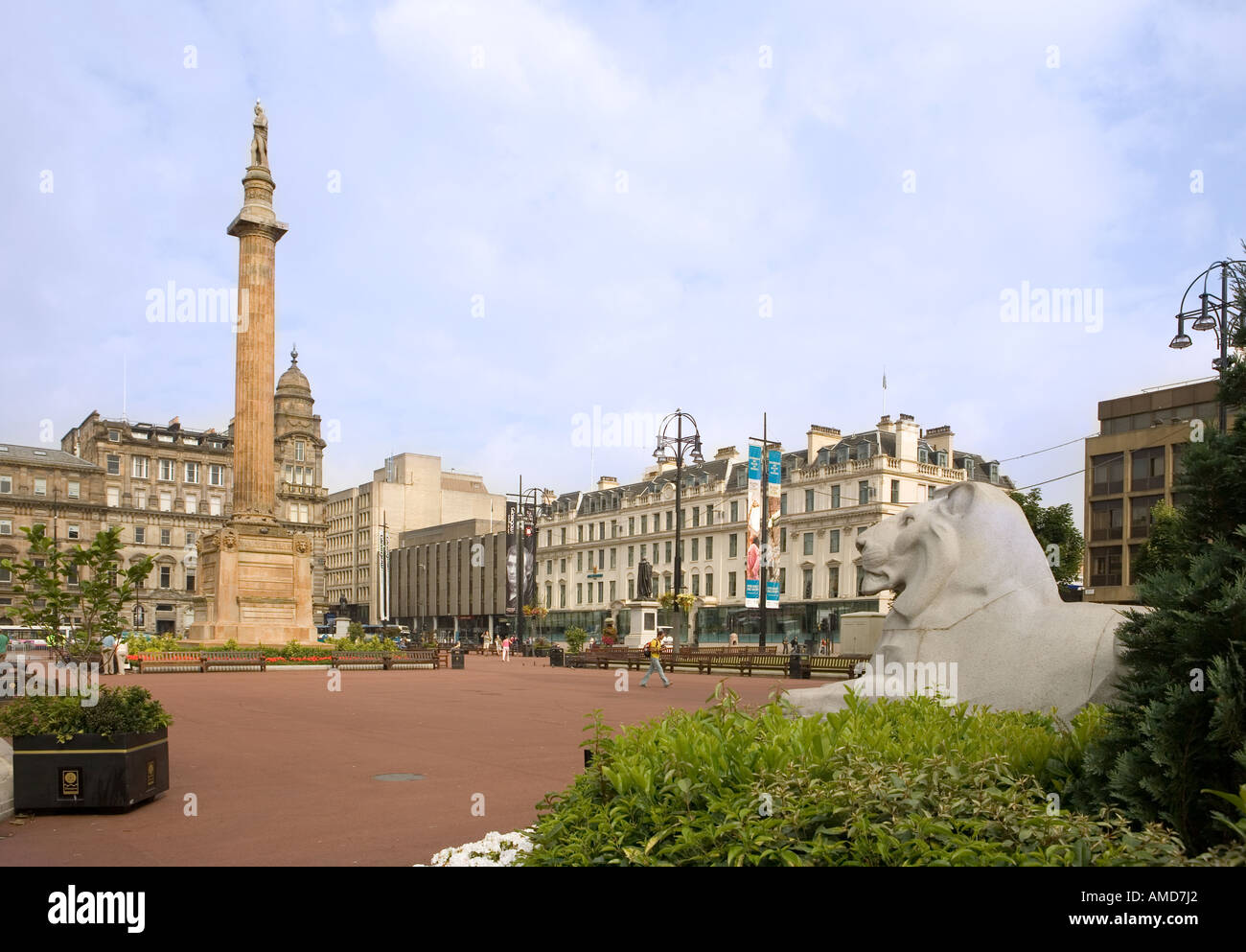 George Square in Glasgow Scotland with statue of writer Sir Walter ...
