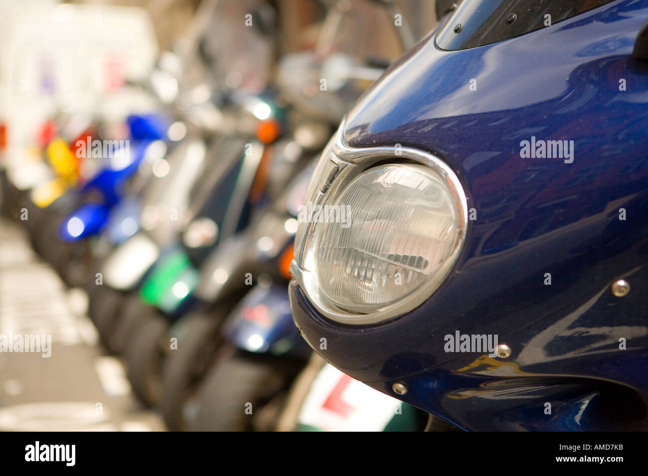 Parked motorcycles in a London street Stock Photo - Alamy