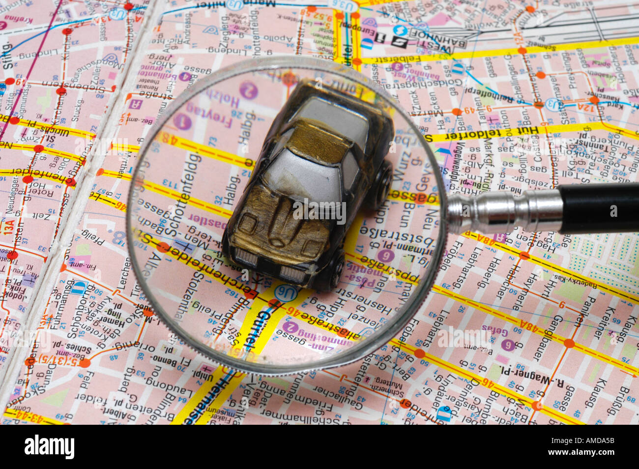 car on a map Stock Photo - Alamy