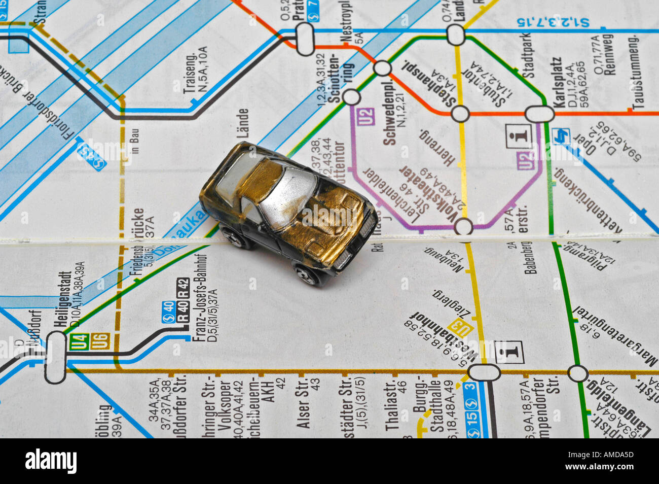 car on a map, public traffic Stock Photo - Alamy