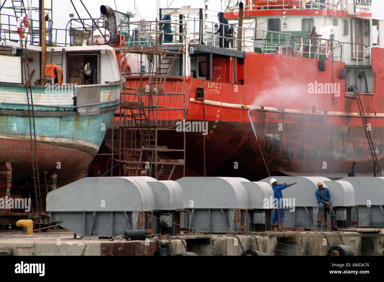 Cape Town South Africa RSA Anti Fouling Vessel in Dry Dock Stock Photo ...