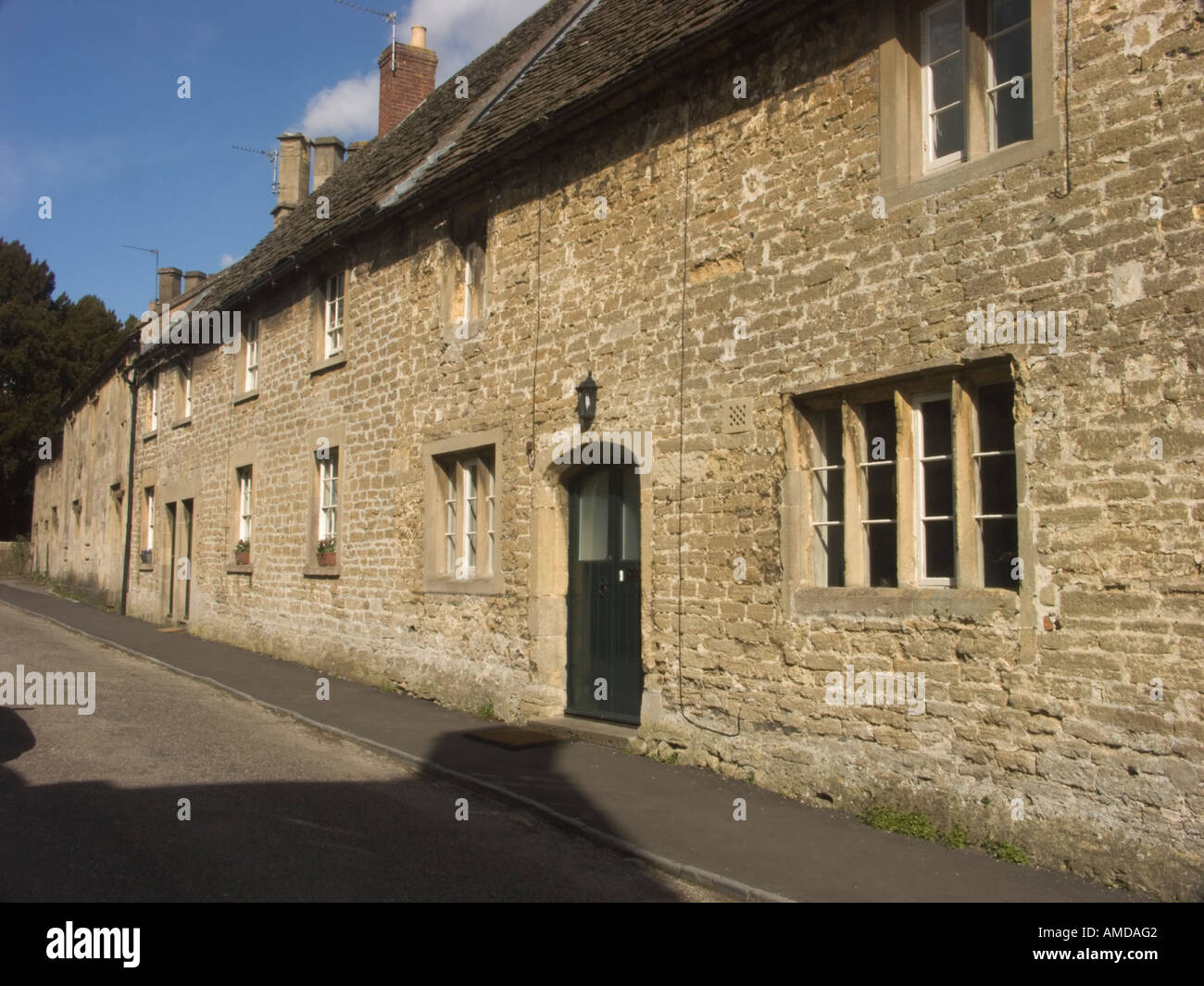 Row of old buildings in the Somerset village of Mells Stock Photo - Alamy