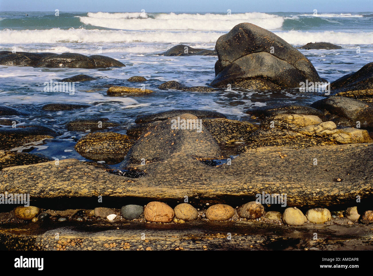 Rocky Shoreline, Boulder Bay, Atlantic Coast, South Africa Stock Photo ...