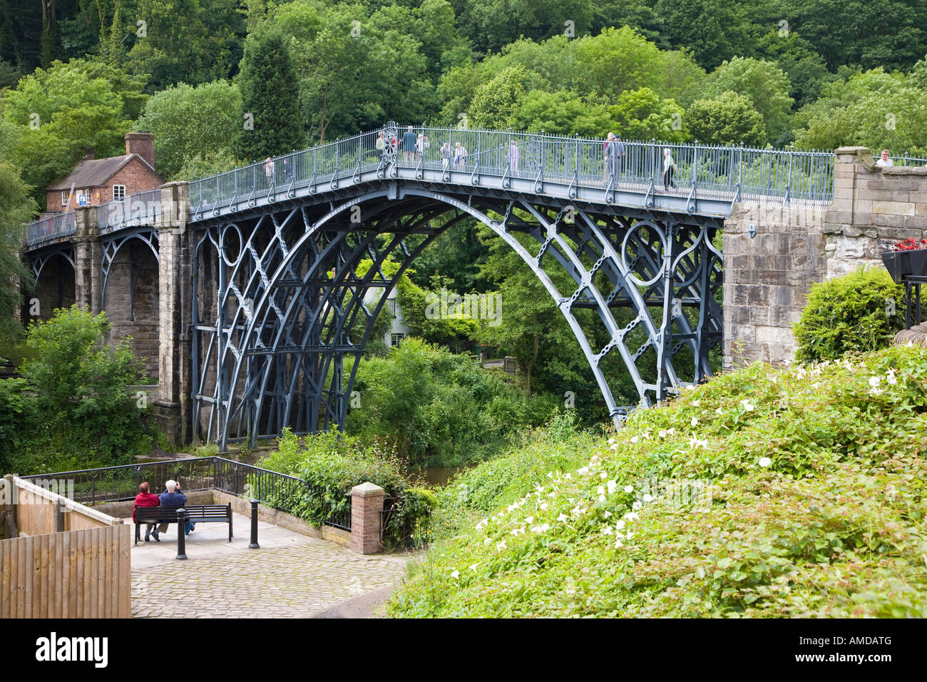 View through the intricate metal structure of Ironbridge built by ...