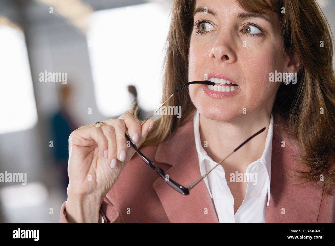 Woman glasses looks up hi-res stock photography and images - Alamy