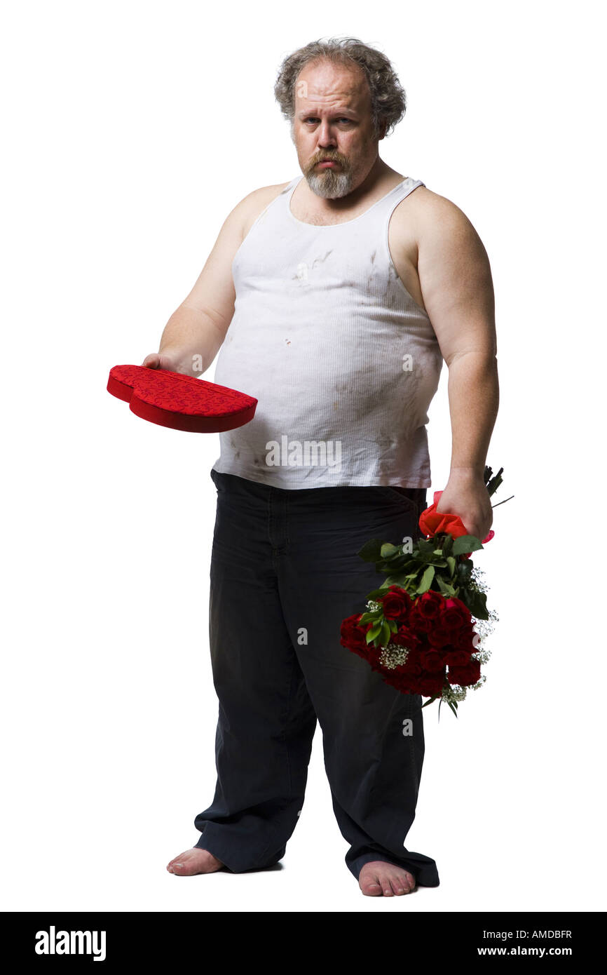 Disheveled man red roses heart hi-res stock photography and images - Alamy