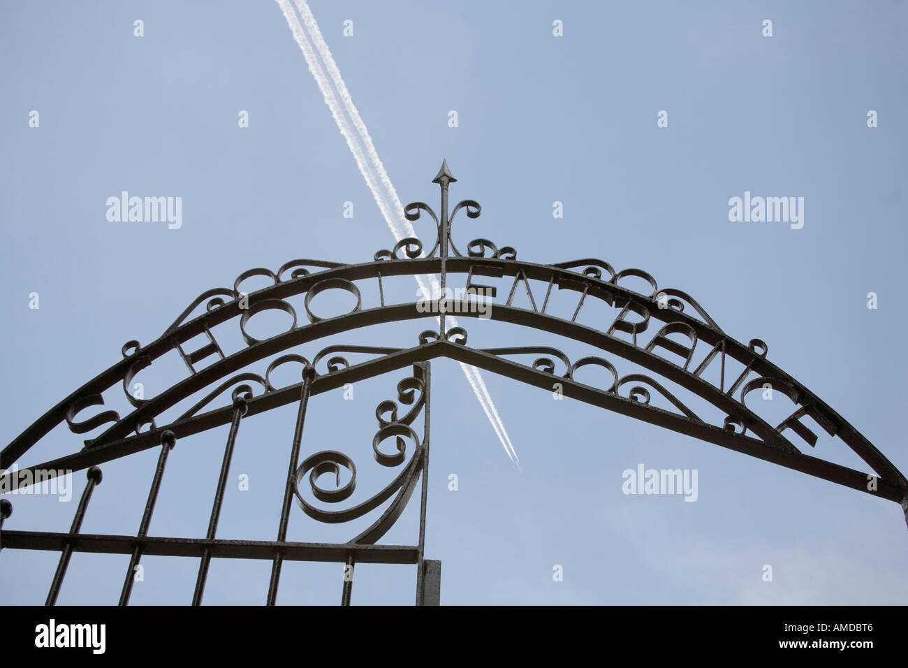 School Entrance with Con Trail Stock Photo - Alamy