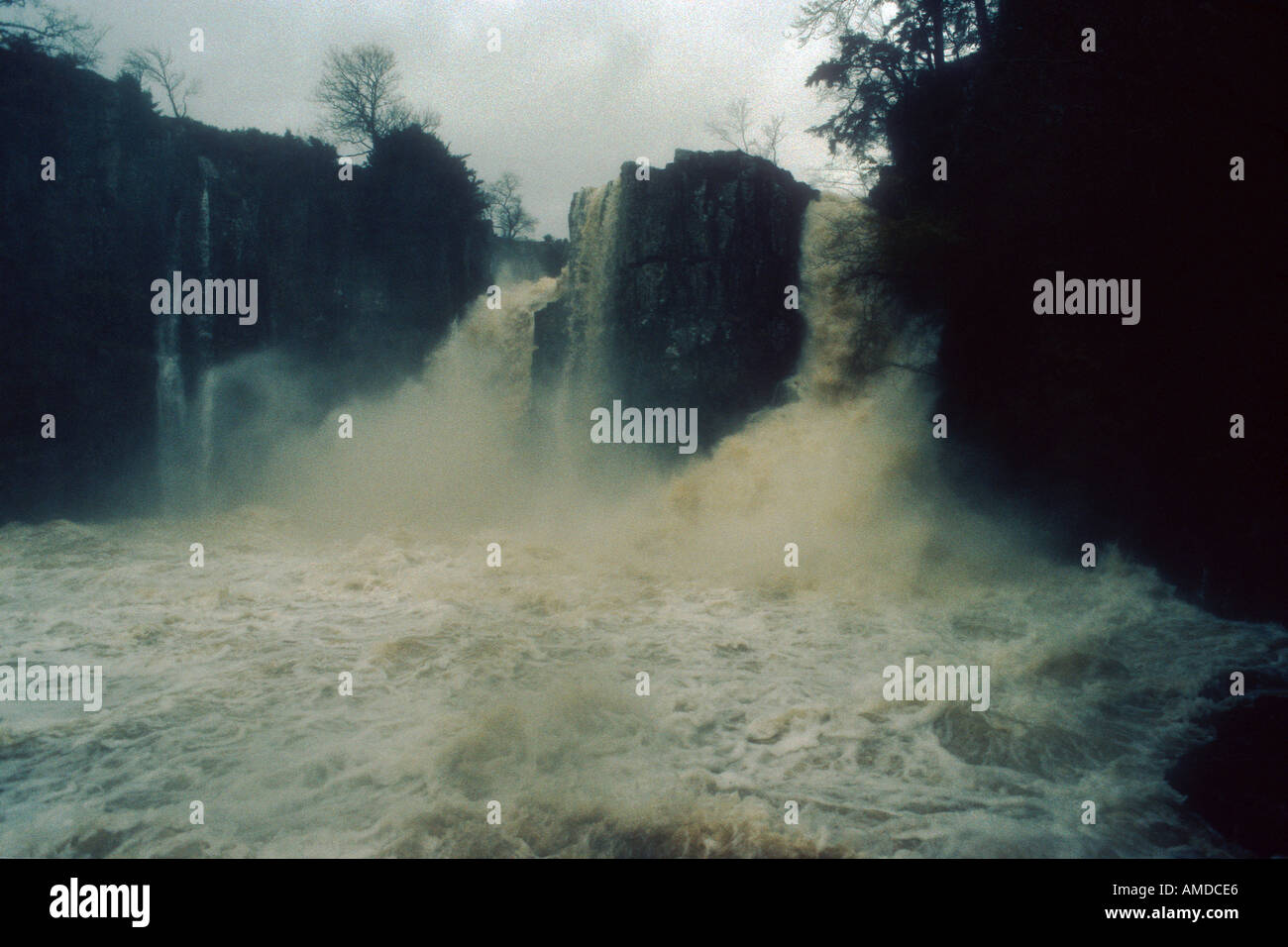High Force waterfall in spate, Durham Stock Photo - Alamy