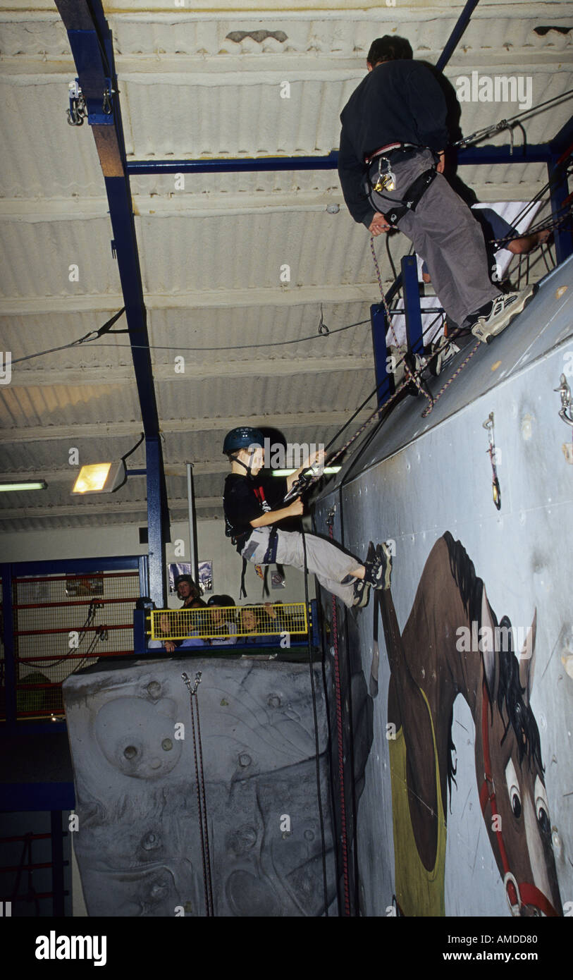 KIDS ABSEILING WALES UK Stock Photo - Alamy