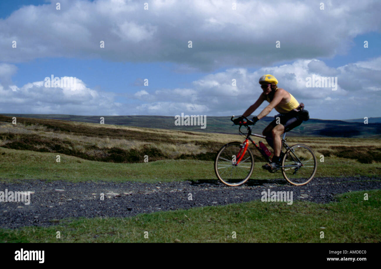 Mountain biker on the Durham Moors, County Durham, England, UK Stock ...