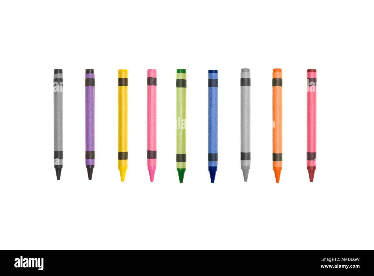 Colorful generic crayons includes clipping paths for each color that ...