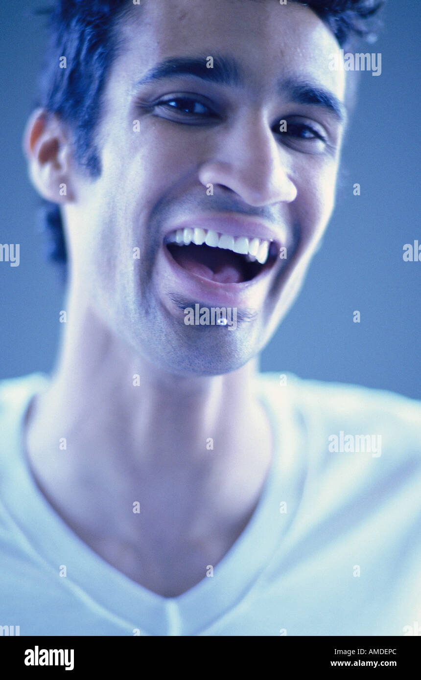 Portrait of Man Laughing Stock Photo - Alamy