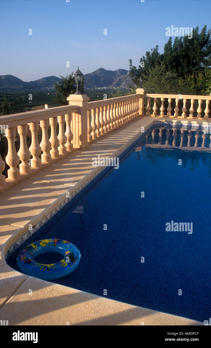 Swimming pool view and balcony Stock Photo - Alamy
