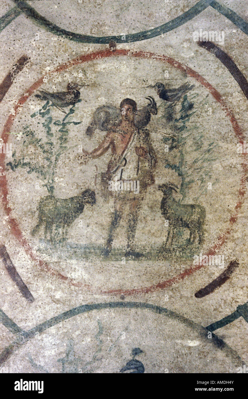 fine arts, ancient world, Roman Empire, The Good Shepherd, mural ...