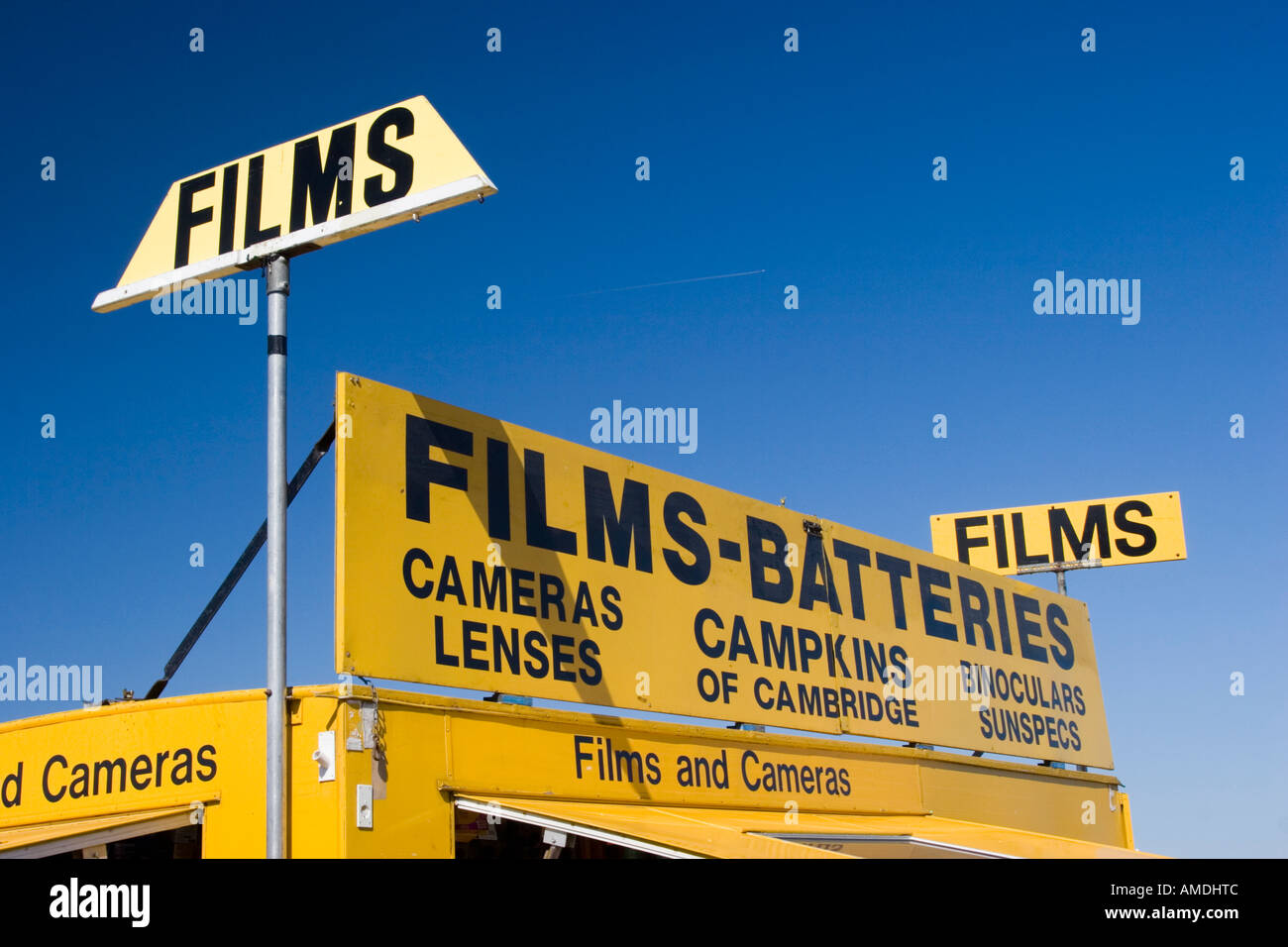 Temporary portable camera shop selling films and batteries at outside ...