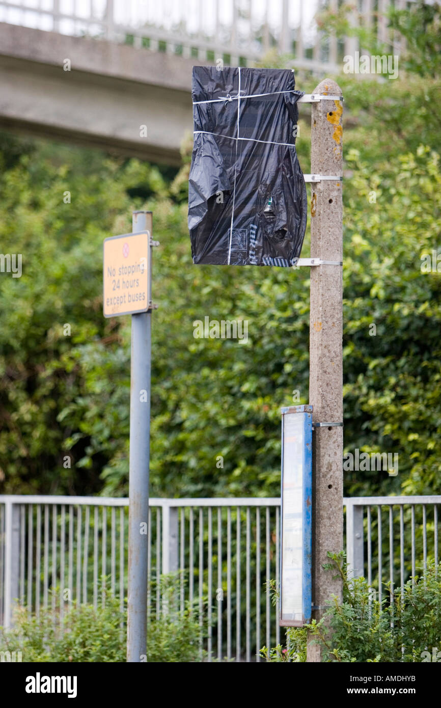 Temporary bus stop sign hi-res stock photography and images - Alamy