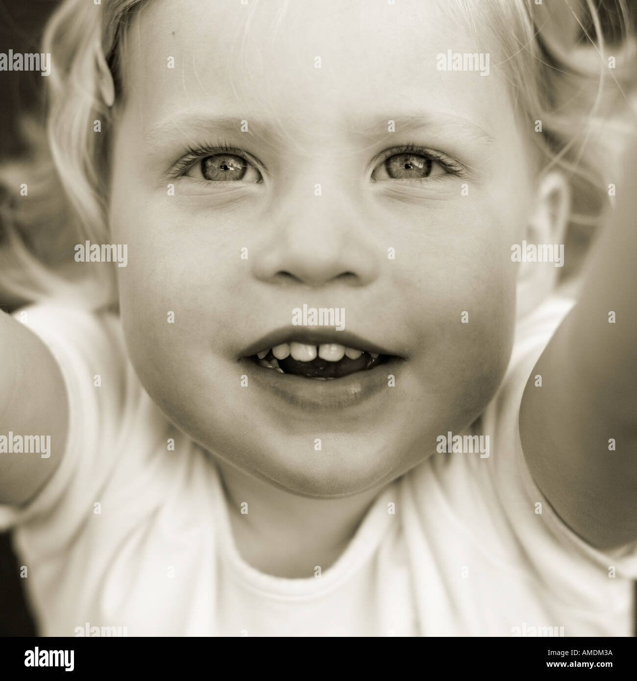 young girls face with strong expression in sepia tone Stock Photo - Alamy