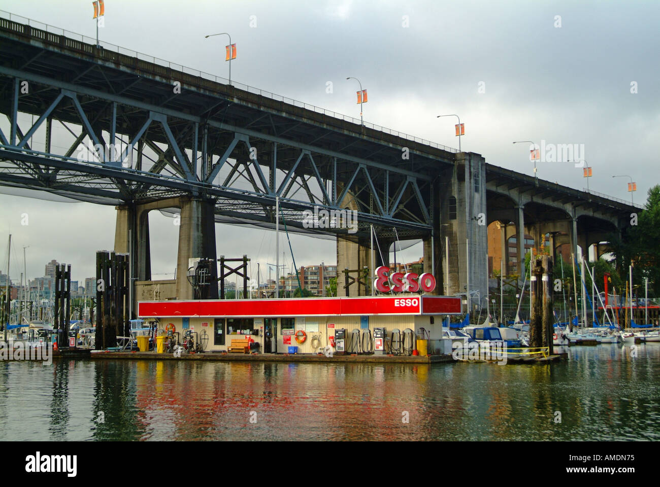 Esso floating petrol gas station Stock Photo - Alamy