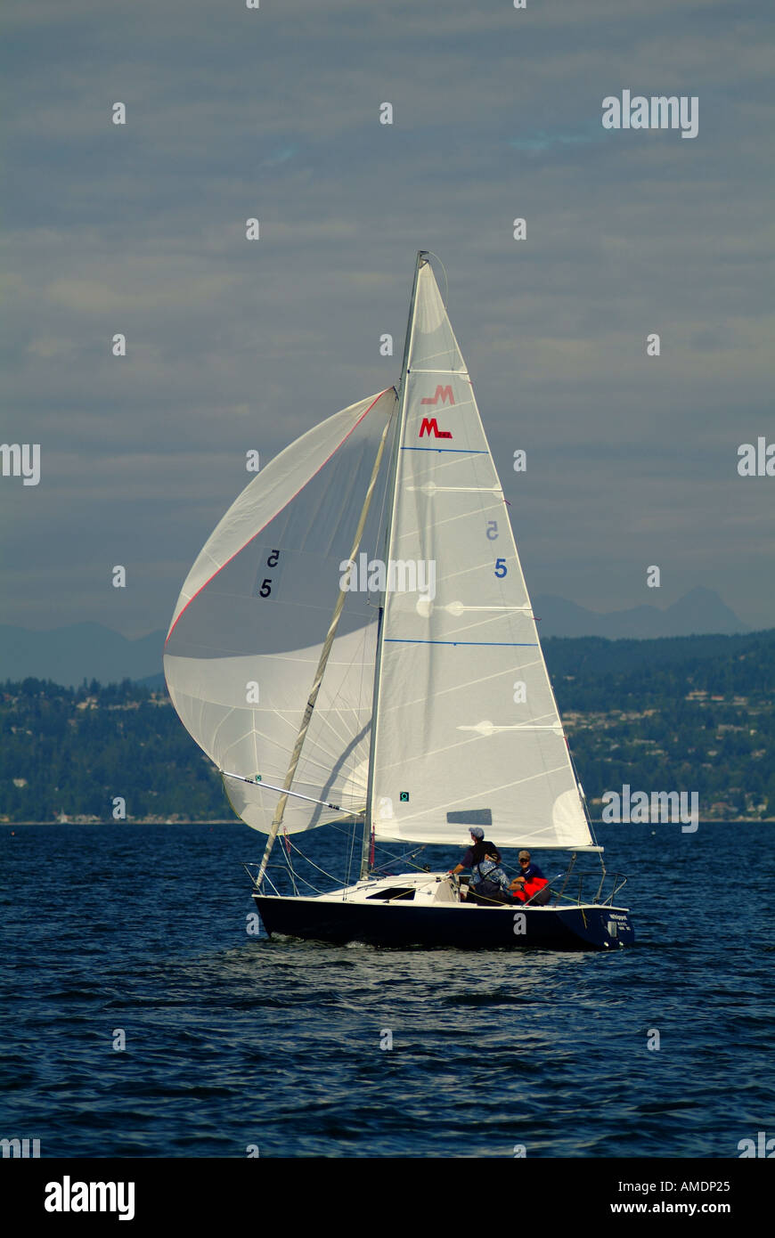 Sailing boat yacht with spinnaker set up Stock Photo - Alamy