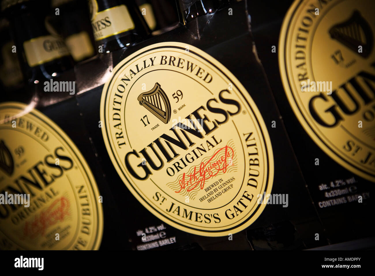 Guinness bottles Guinness is a Diageo brand Stock Photo - Alamy