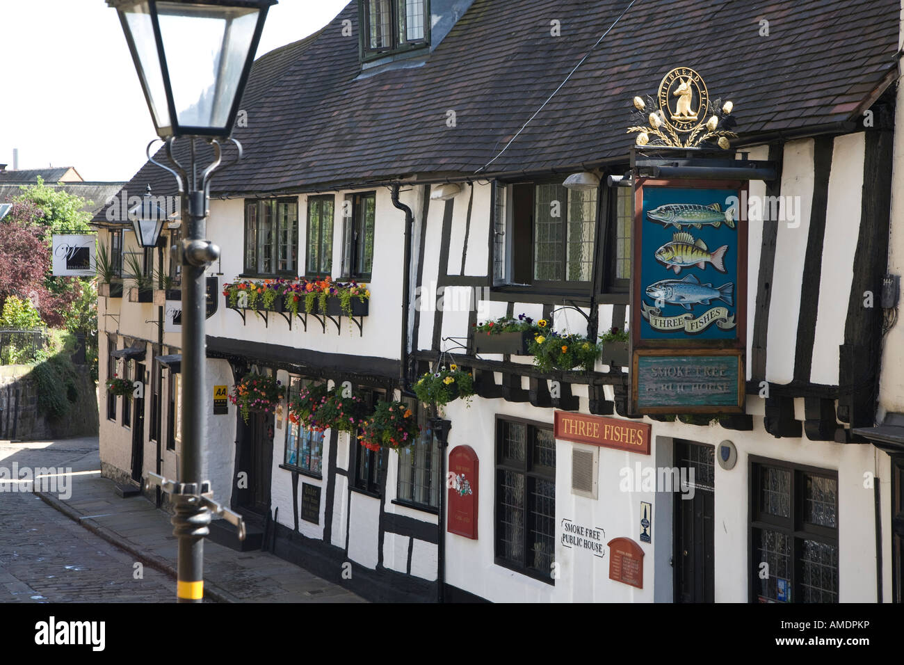 The Three Fishes traditional black and white timber pub in Shrewsbury ...