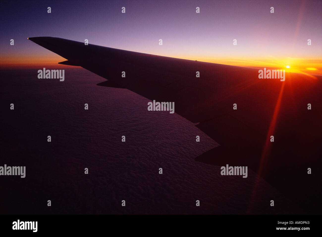 Dawn from Plane over Atlantic Stock Photo - Alamy