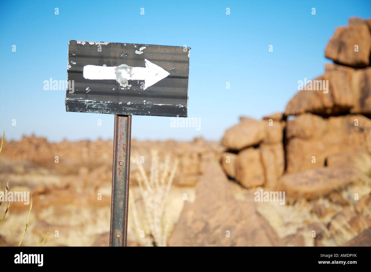 arrow on a sign Namibia Africa Stock Photo - Alamy