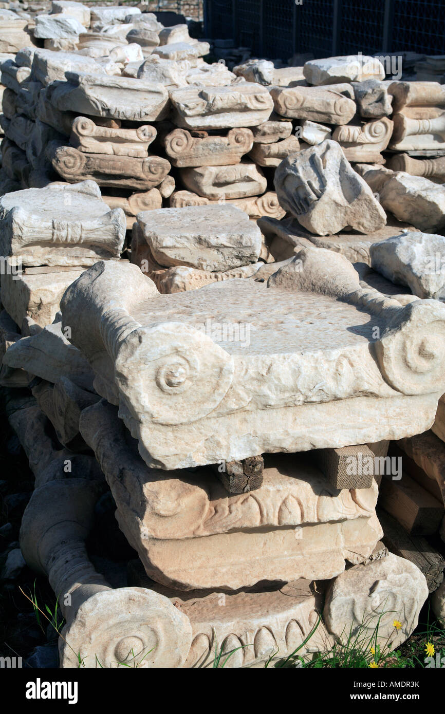 GREECE ATTICA ATHENS PILES OF PIECES OF COLUMNS ON THE PARTHENON Stock ...