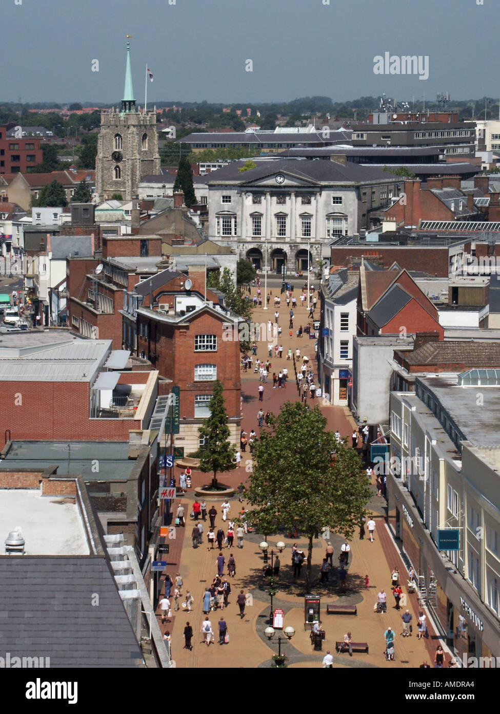 High Street view down on classic example of one time busy traffic ...