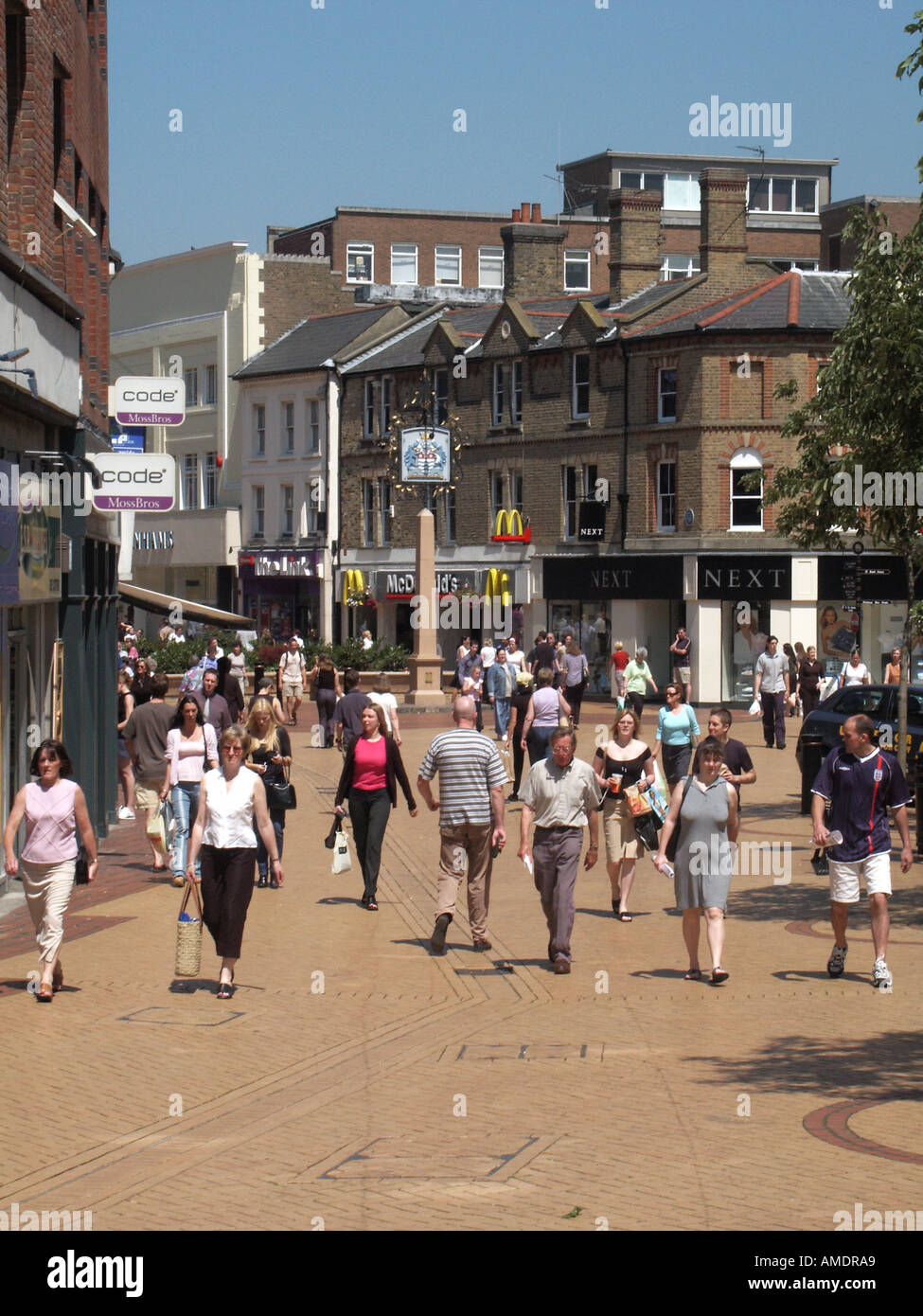 Chelmsford part of a typical High Street including shopping areas Stock ...