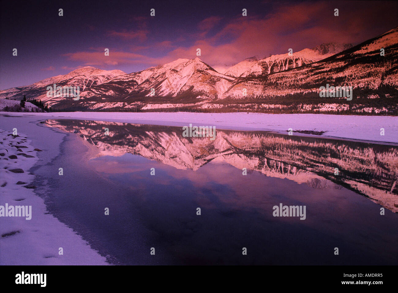 Colin Range, Athabasca River Jasper National Park Alberta, Canada Stock ...