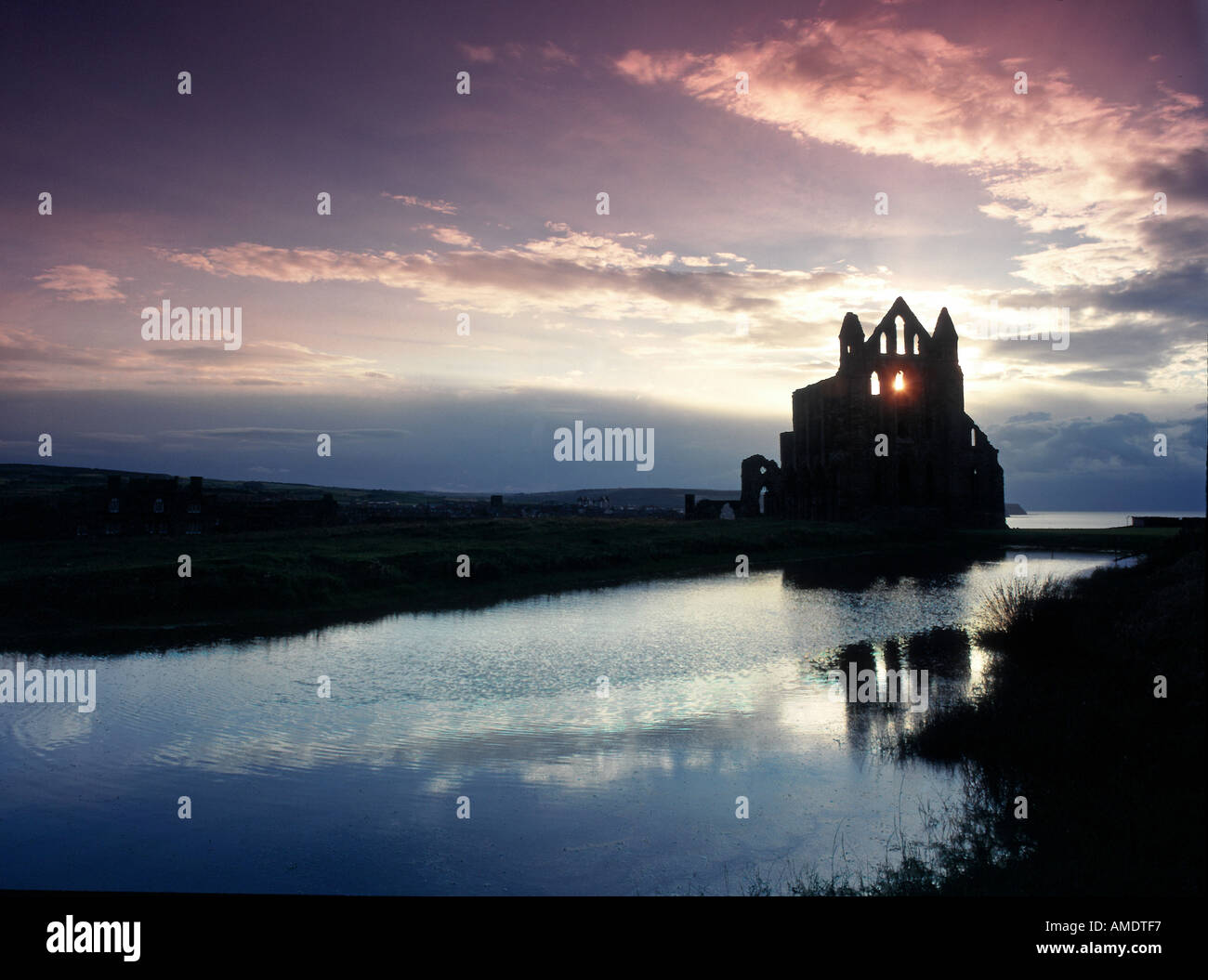 Whitby Abbey at Sunset Whitby North Yorkshire England Stock Photo - Alamy