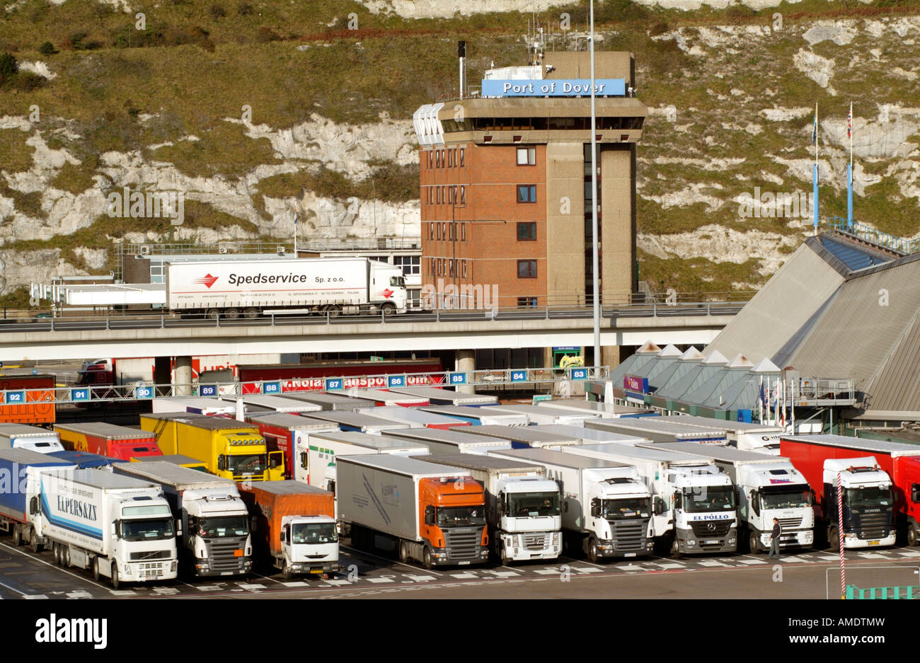 Road Haulage Vehicles at the Port of Dover Kent England UK Await ...