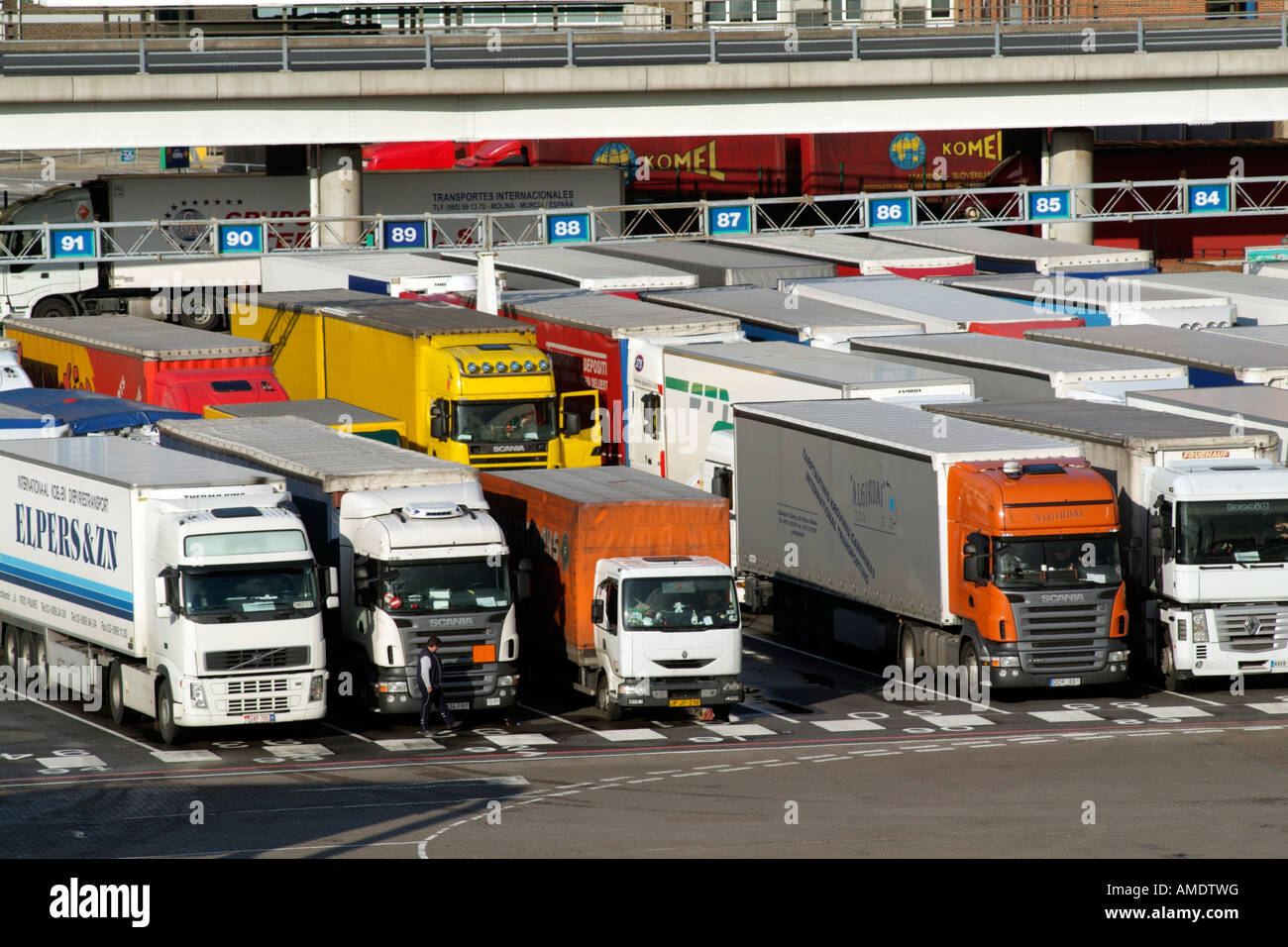 Road Haulage Vehicles at the Port of Dover Kent England UK Await ...