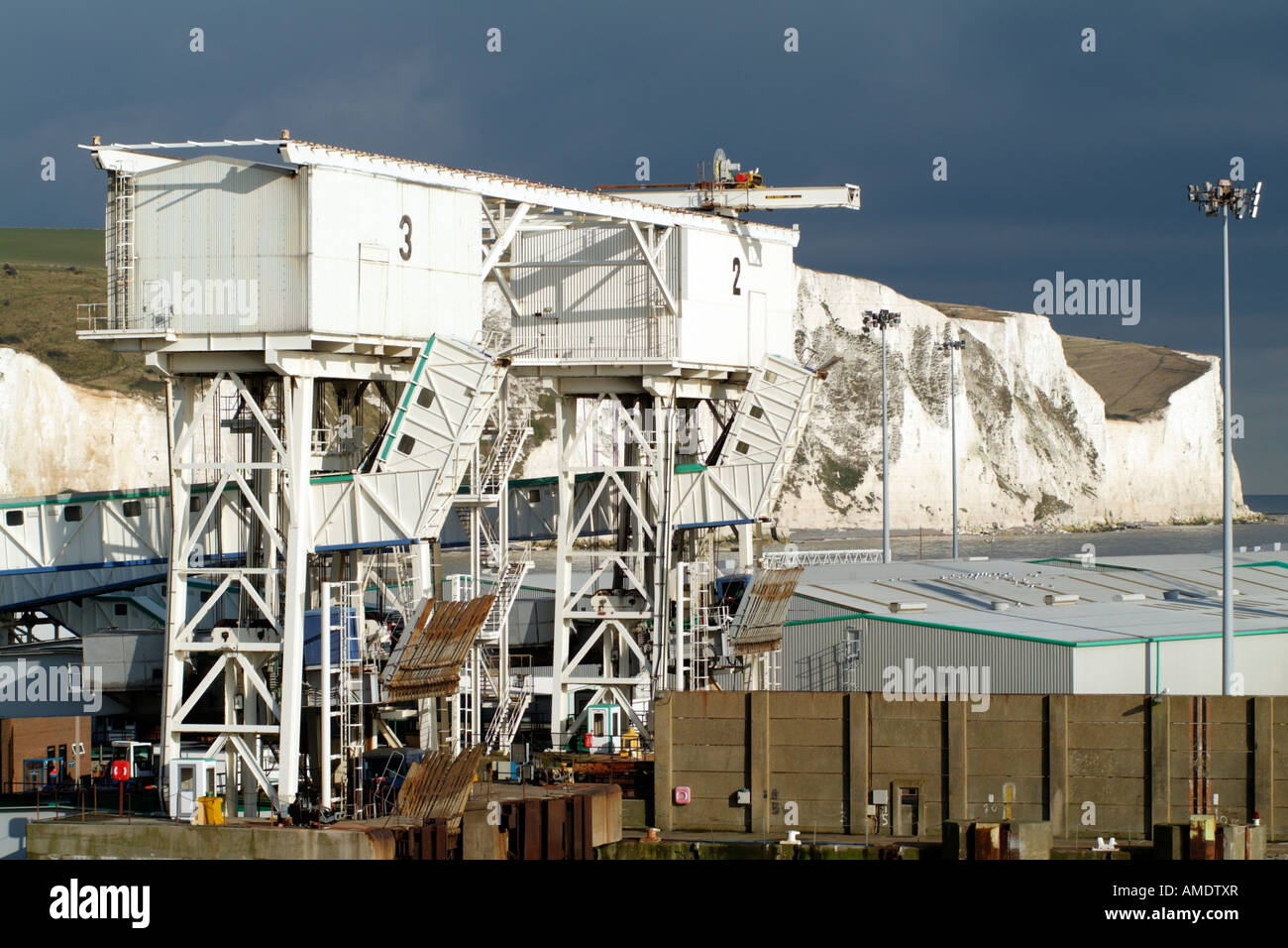 White Cliffs and the Cross Channel Port of Dover Kent England Stock ...