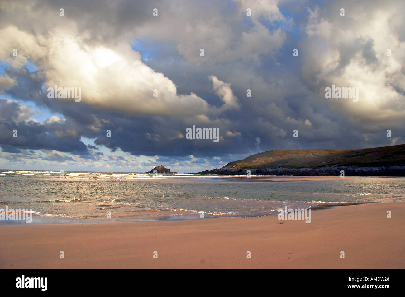 Early morning light Crantock Bay and Pentire Head Newquay Cornwall ...