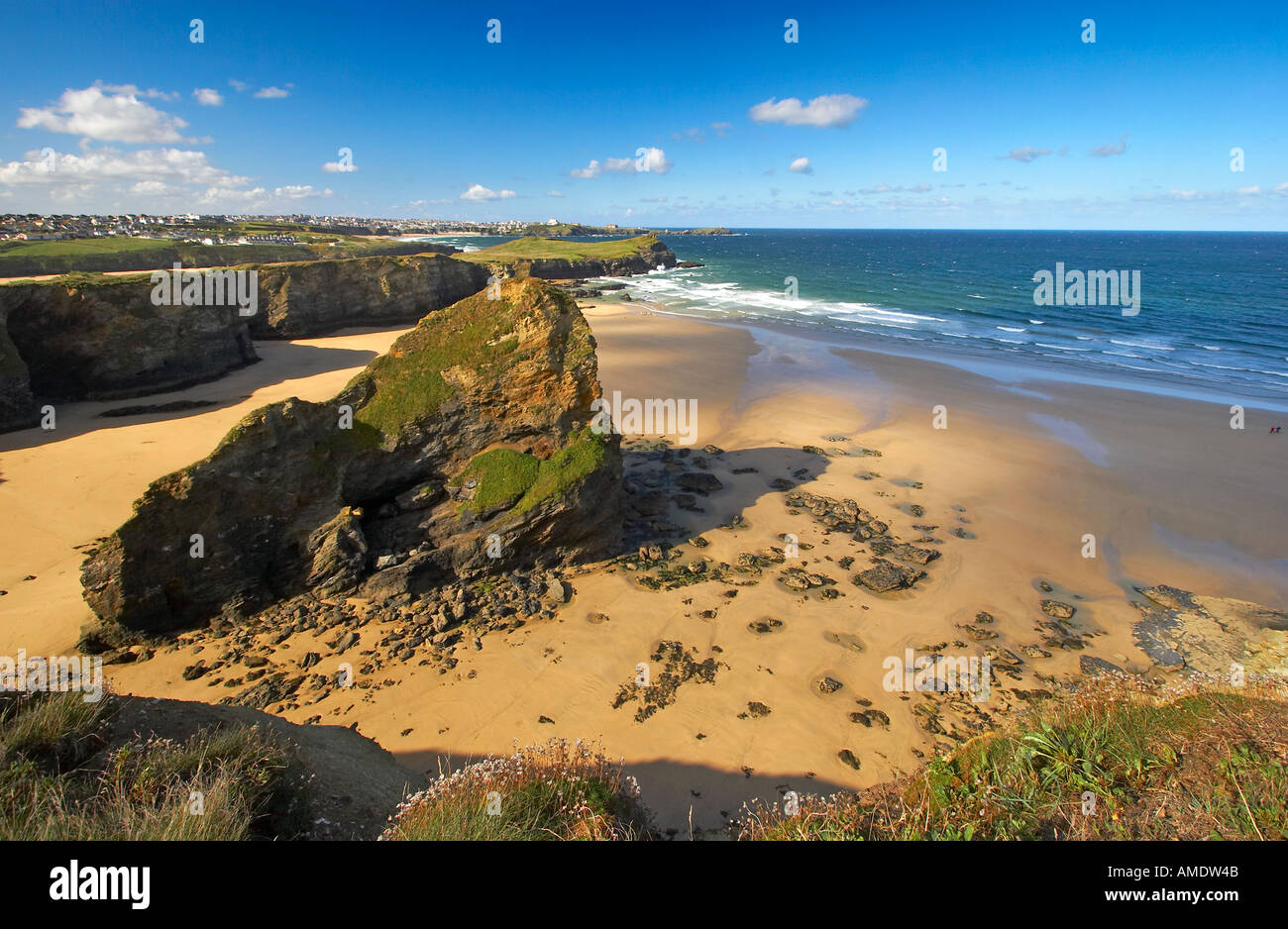Trevelgue Head and Flory Island Whipsiderry Beach Newquay Cornwall ...