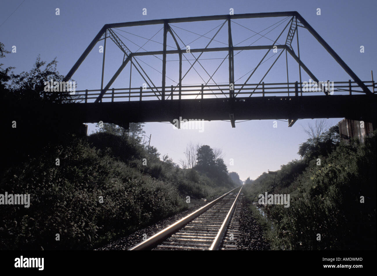Truss bridge over railway line Stock Photo - Alamy