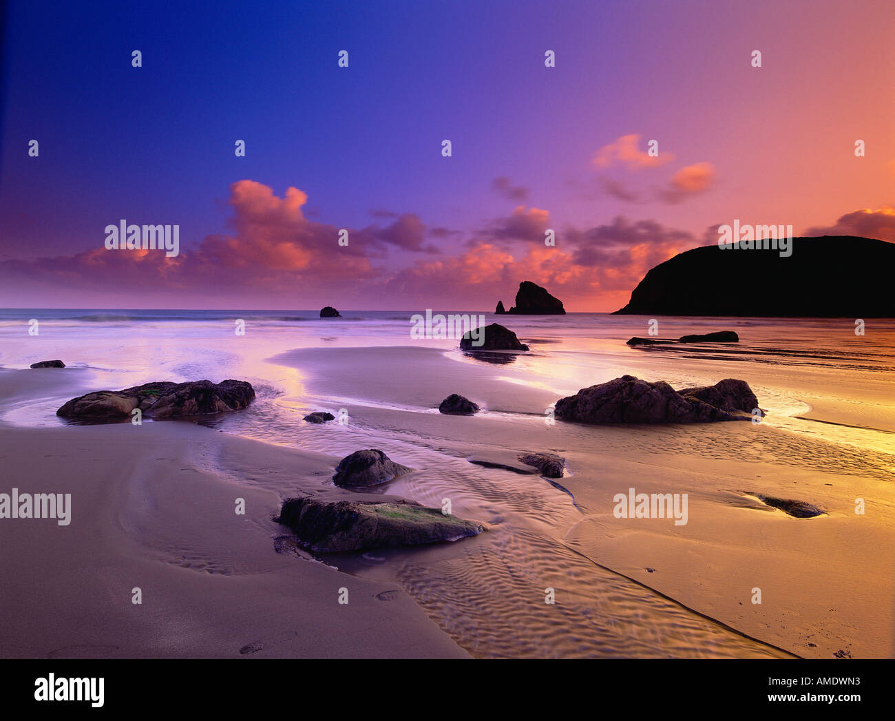 Bandon Beach at Sunset Oregon, USA Stock Photo - Alamy
