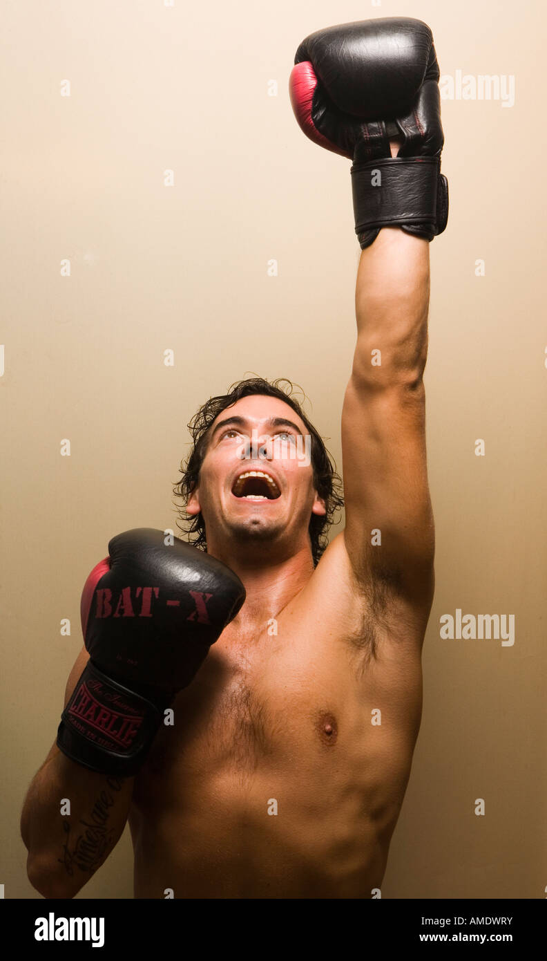 boxer shouting in victory Stock Photo - Alamy