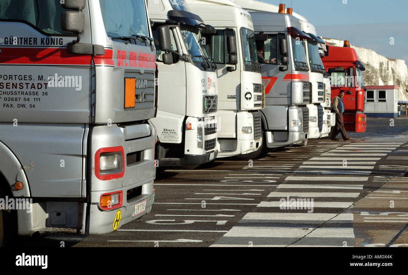 Road Haulage Vehicles at the Port of Dover Kent England UK Await ...