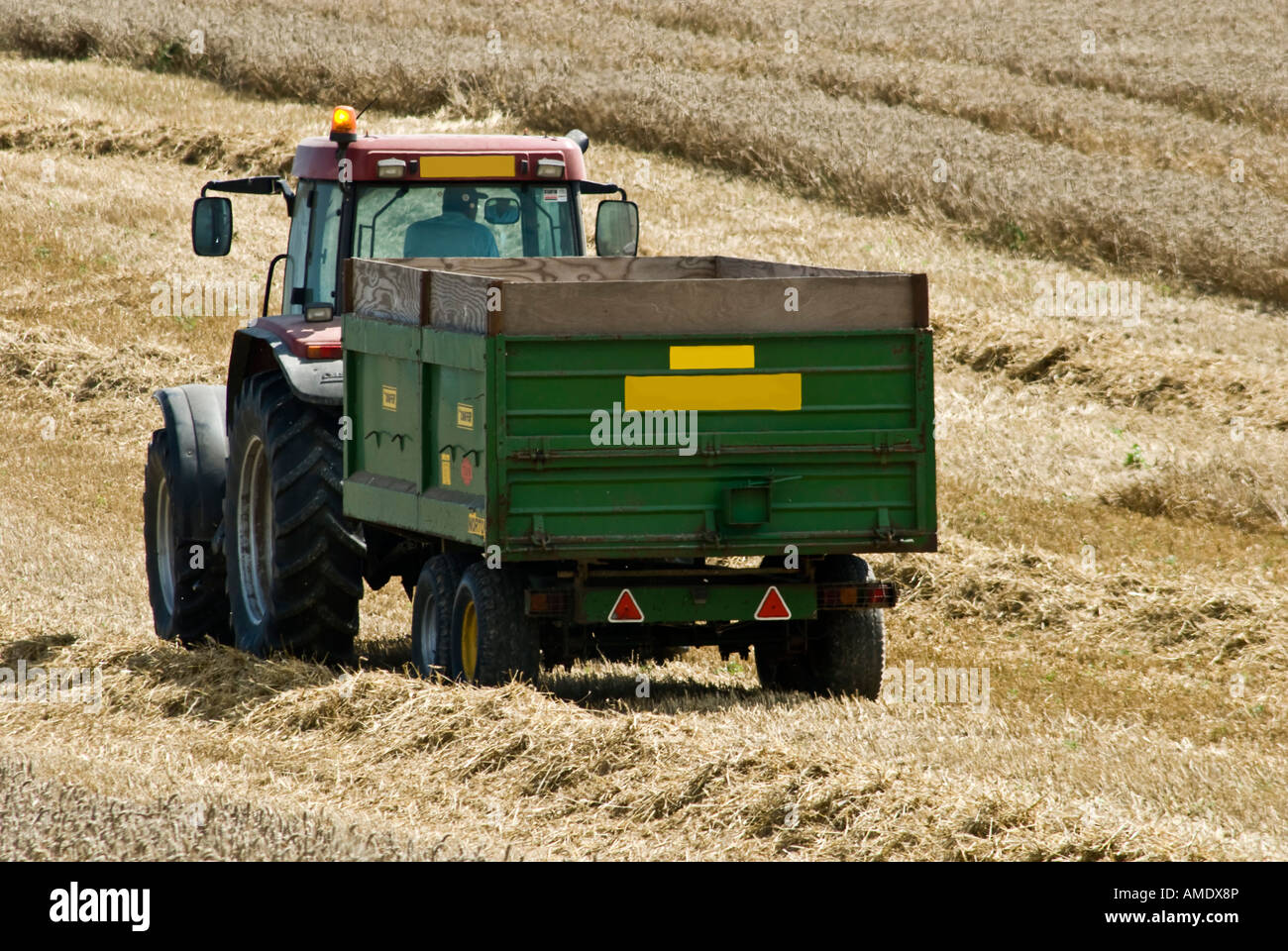 Tractor Trailer Working Field Harvesting Stock Photo - Alamy