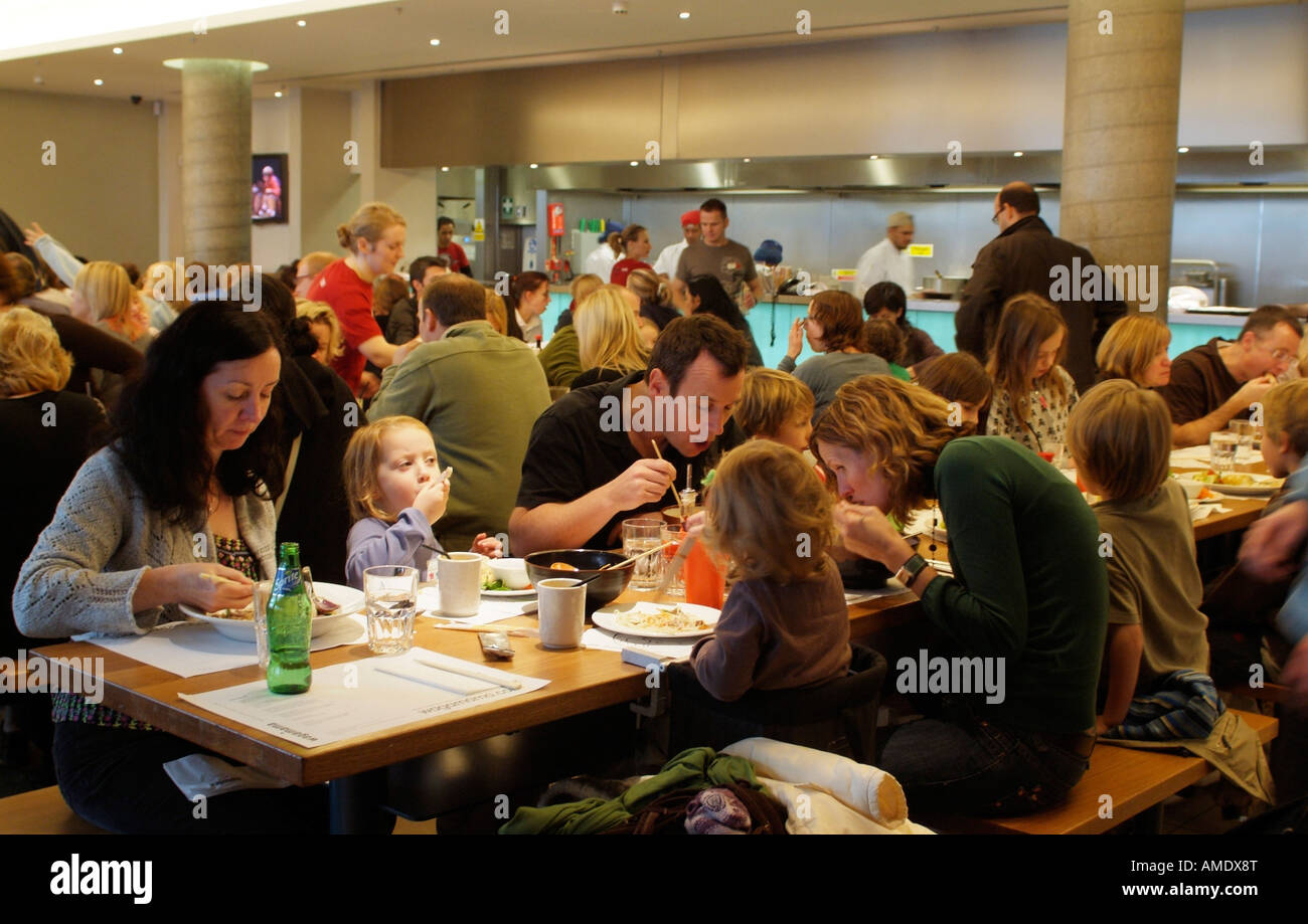 Crowded Restaurant with Customers Eating at a Wagamama Noodle Bar ...