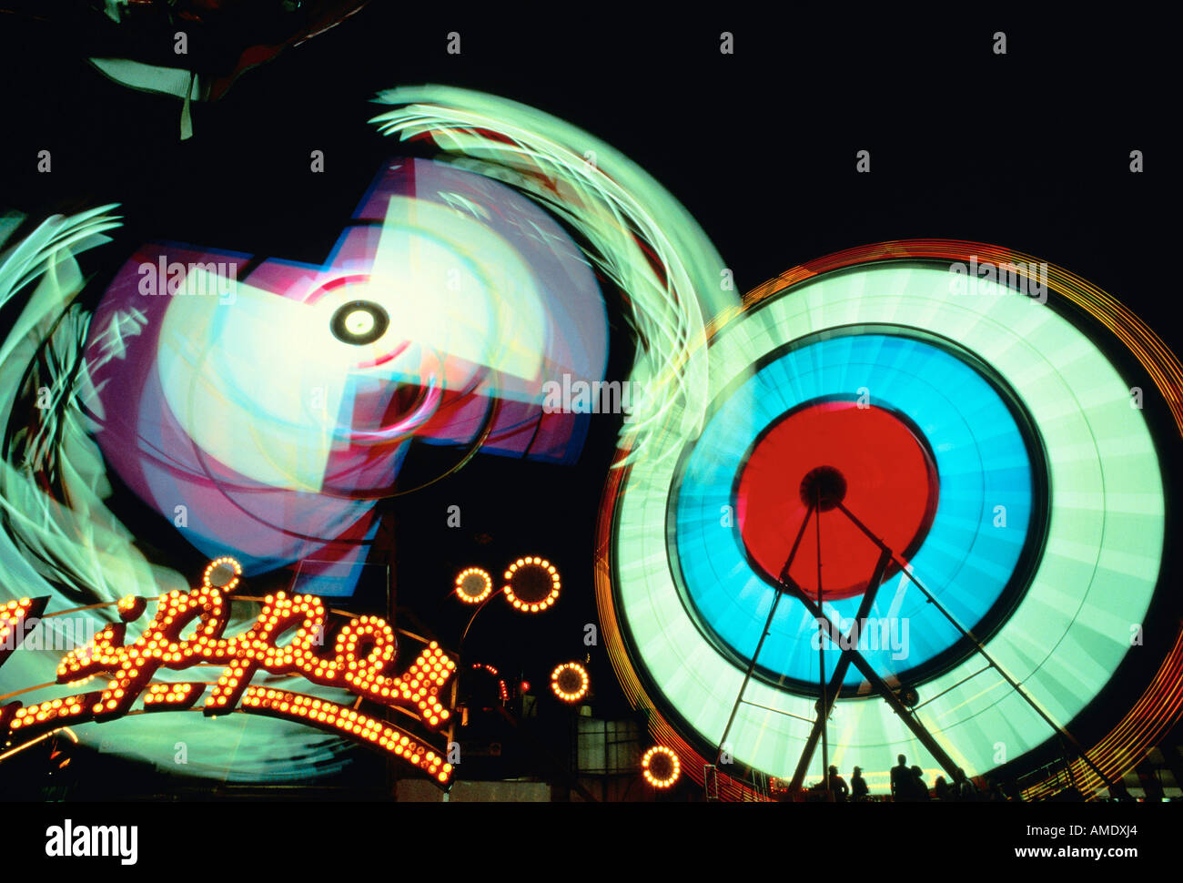 Amusement Park Rides at Night Canadian National Exhibition Toronto ...