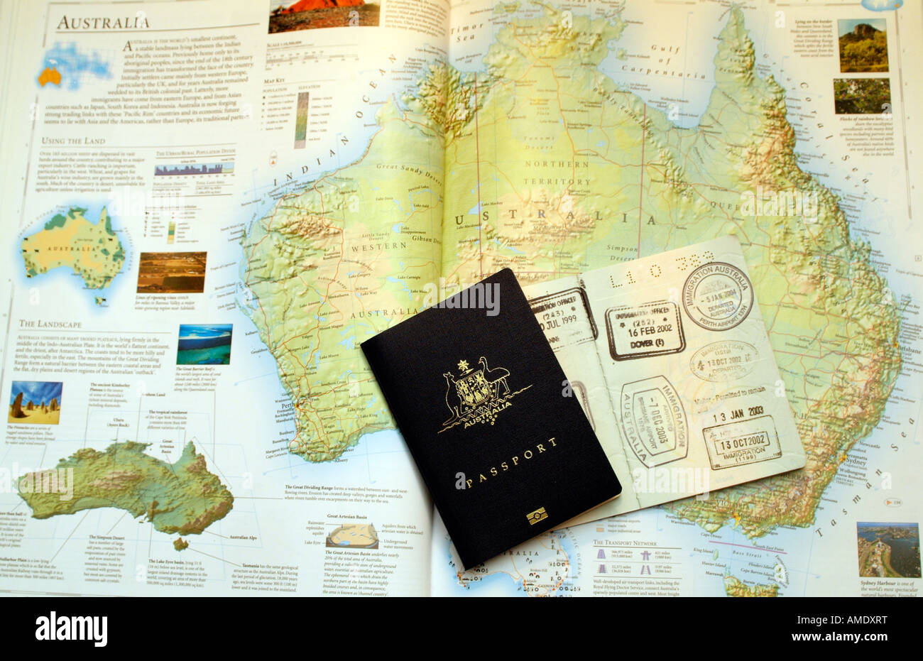 Australian Passport with Visa rubber Stamps New Version and Map of ...