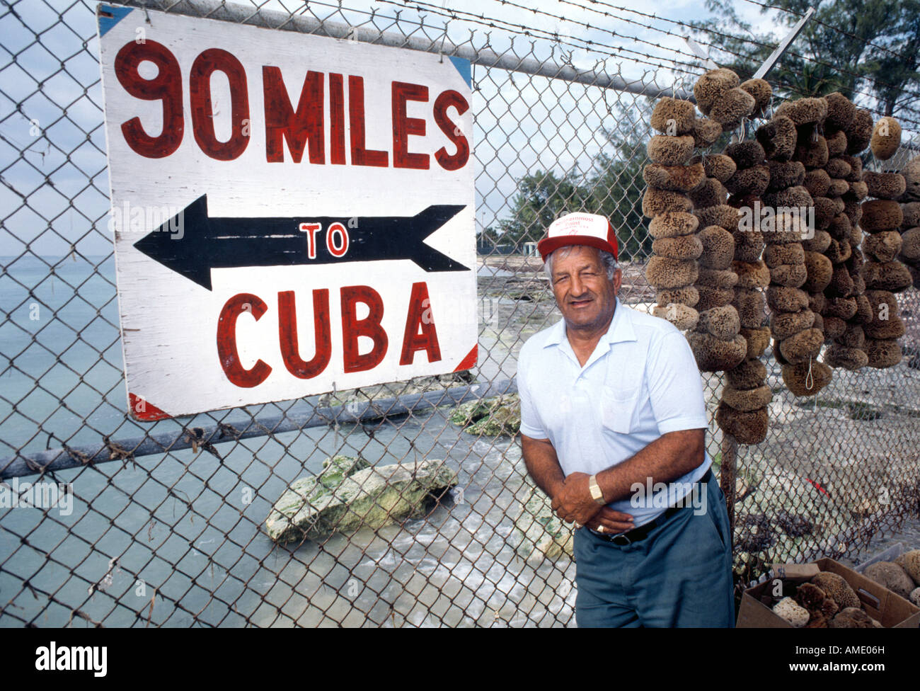 USA FLORIDA FLORIDA KEYS An old Cuban man at the fartherest point south ...